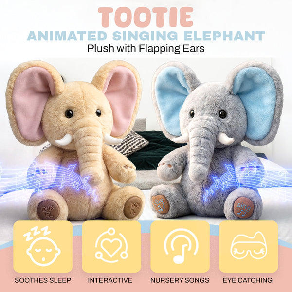 🐘Tootie – Animated Singing Elephant Plush with Flapping Ears – Wellness ...